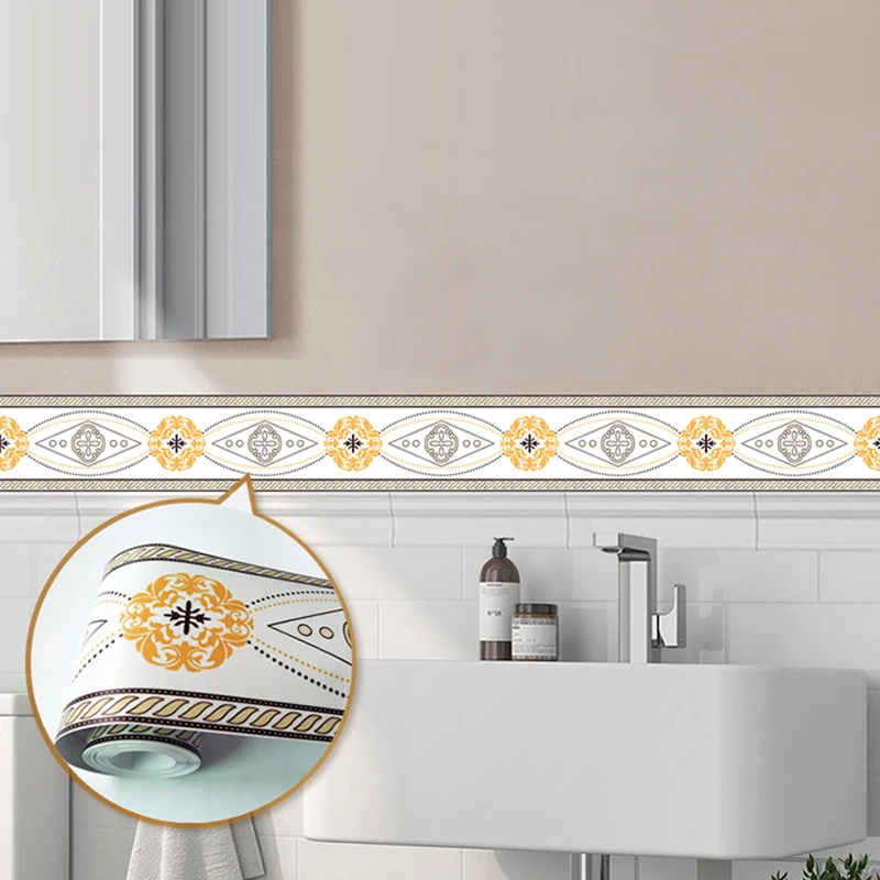 DIY Self adhesive Waterproof Wall Borders 3D Floral Wallpaper Border ...