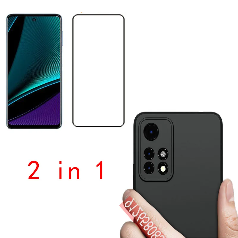 For Infinix Note 11S Case With Screen Protector Tempered Glass Slim ...