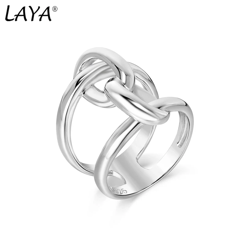 Laya 925 Sterling Silver Rope Chain Ring With Hoop Lock For Women ...