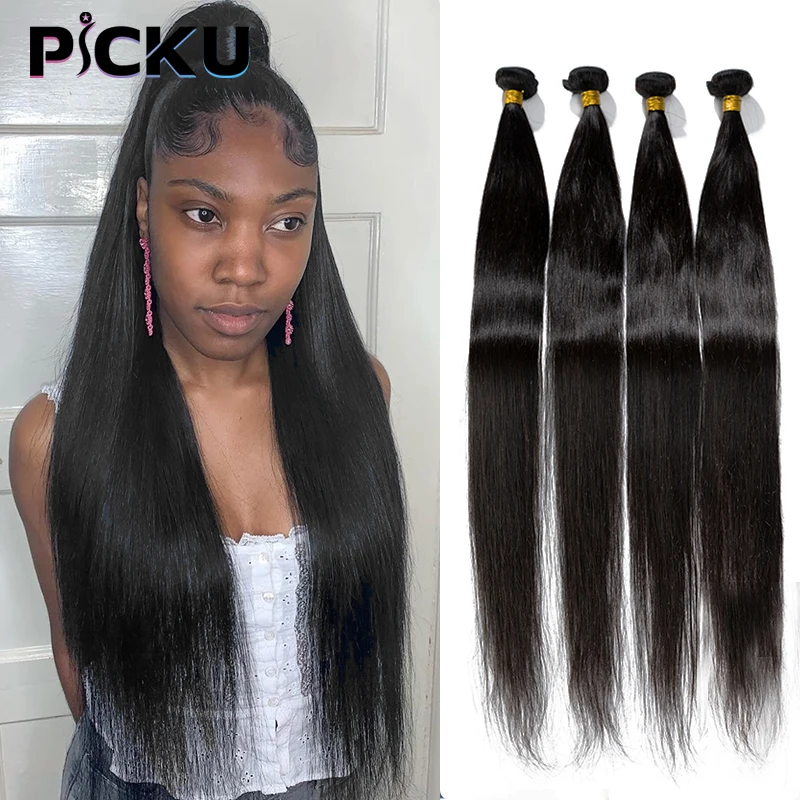 Straight Bundles 8-32 Inch Brazilian Hair Weave Bundles 1/3/4 Pcs Human ...