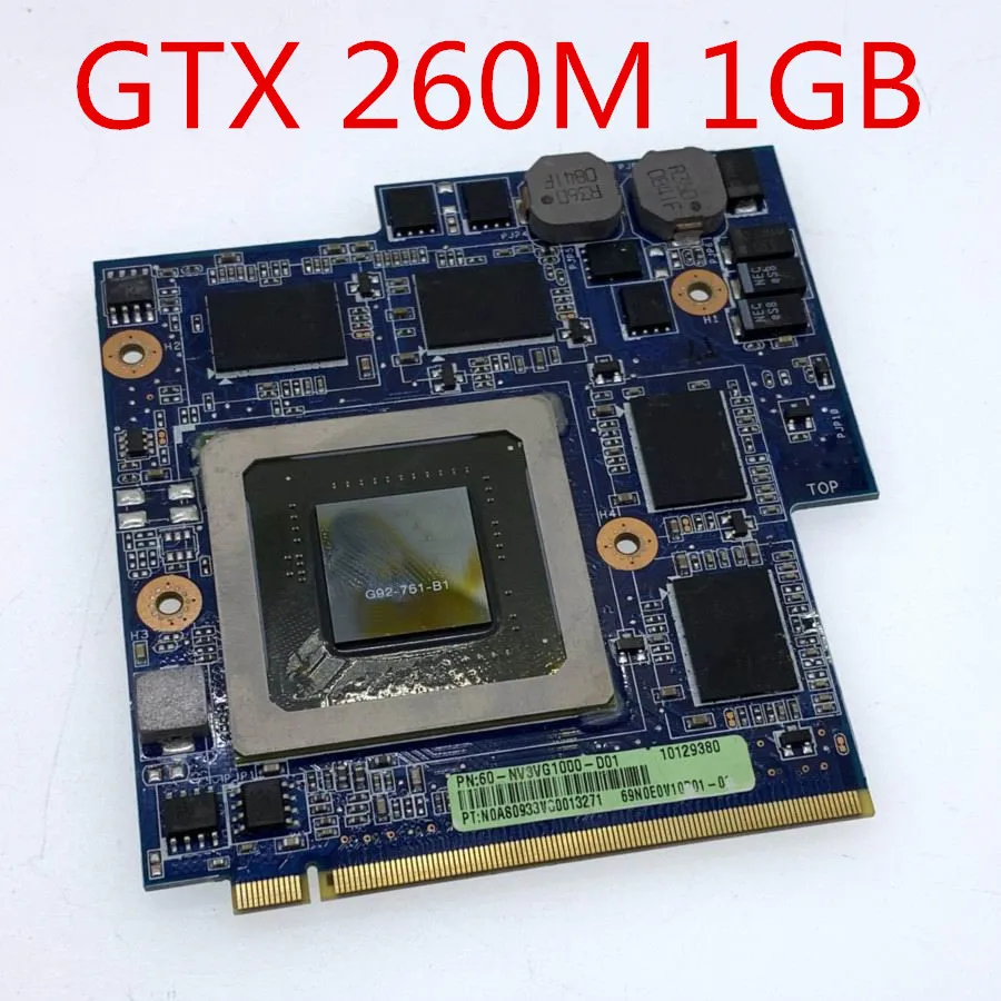 P/N 60 NV3VG1000 D01 GTX 260M 1GB DDR3 MXM 노트북 노트북 VGA 비디오 카드 (Asus ...