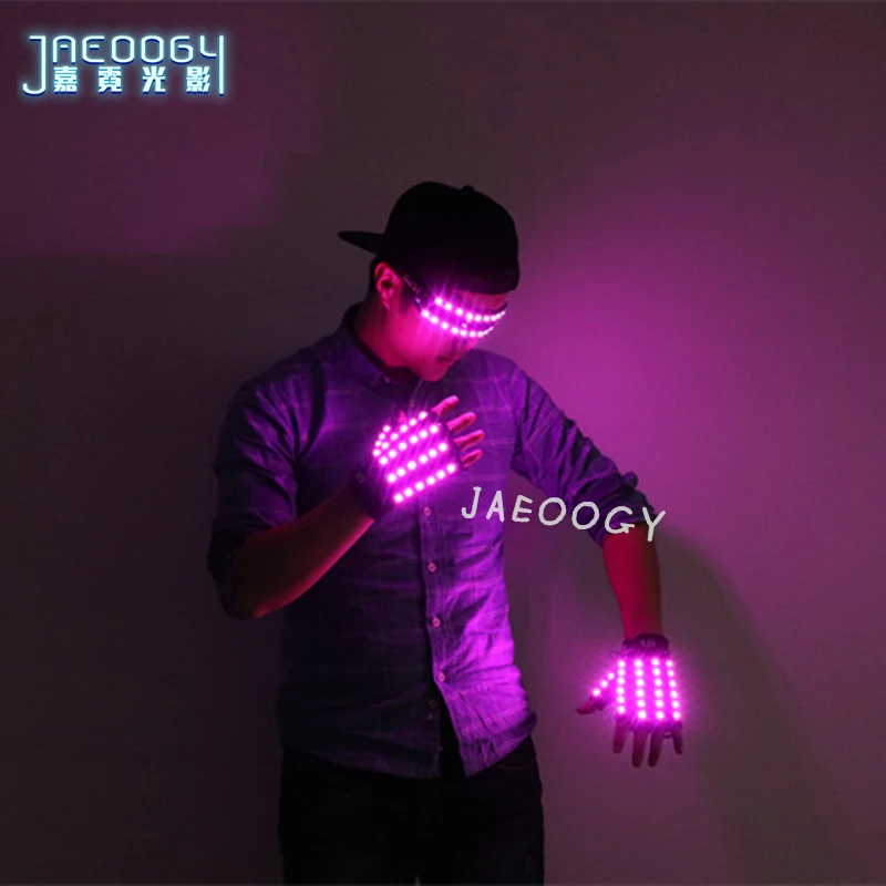 멋진 Led 안경 할로윈 크리스마스 조명 Led 장갑 파티 그룹 무대 공연 형광 댄스 소품 새로운 패션글로우 파티