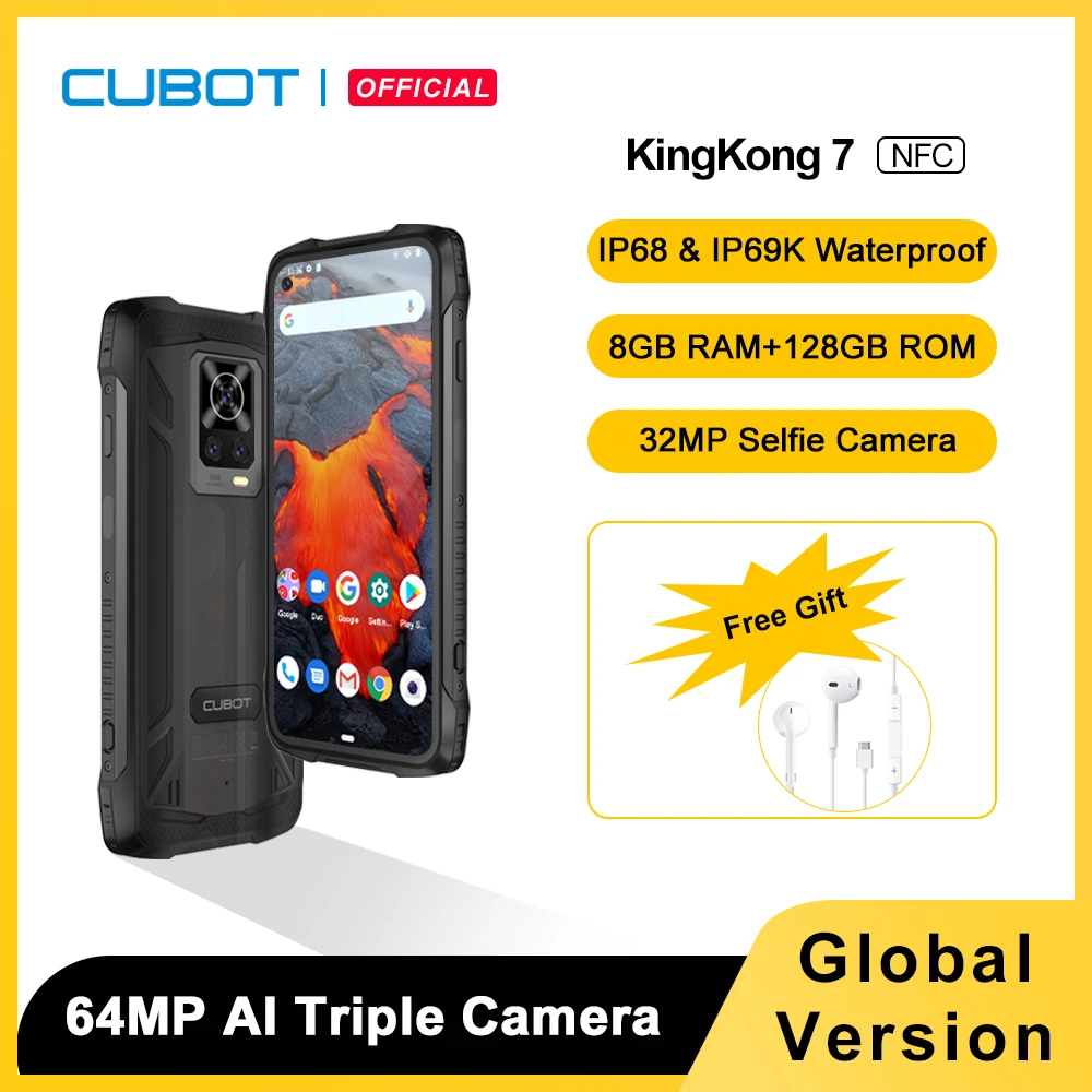 Rugged Ip68 Ip69k Waterproof Smartphone Cubot Kingkong 7 8gb+128gb 64mp ...
