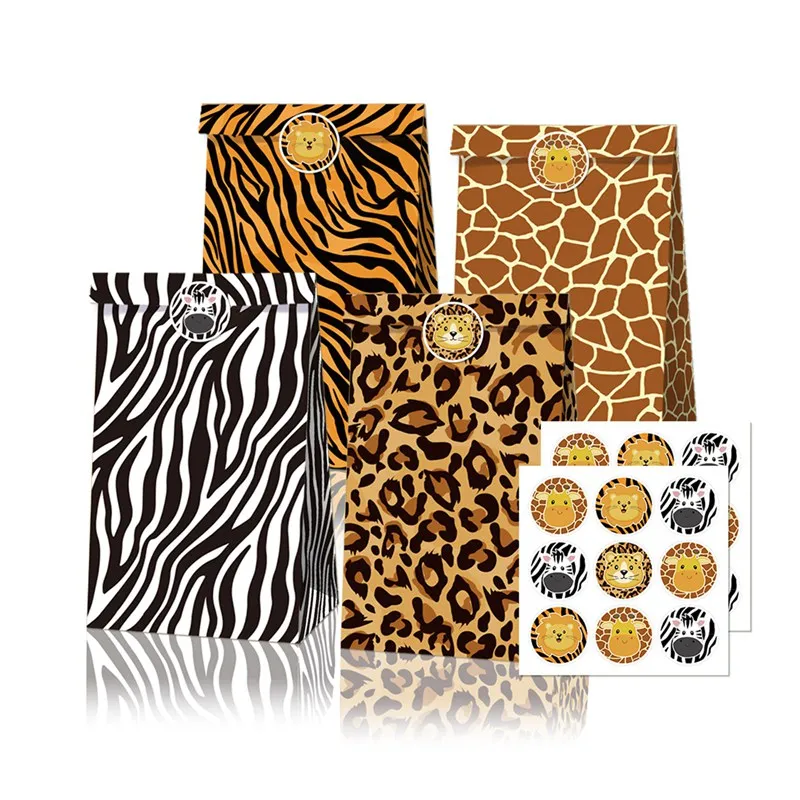 Staraise 12pcs Kraft Paper Leopard Print Packaging Bag Kids Candy Bags ...