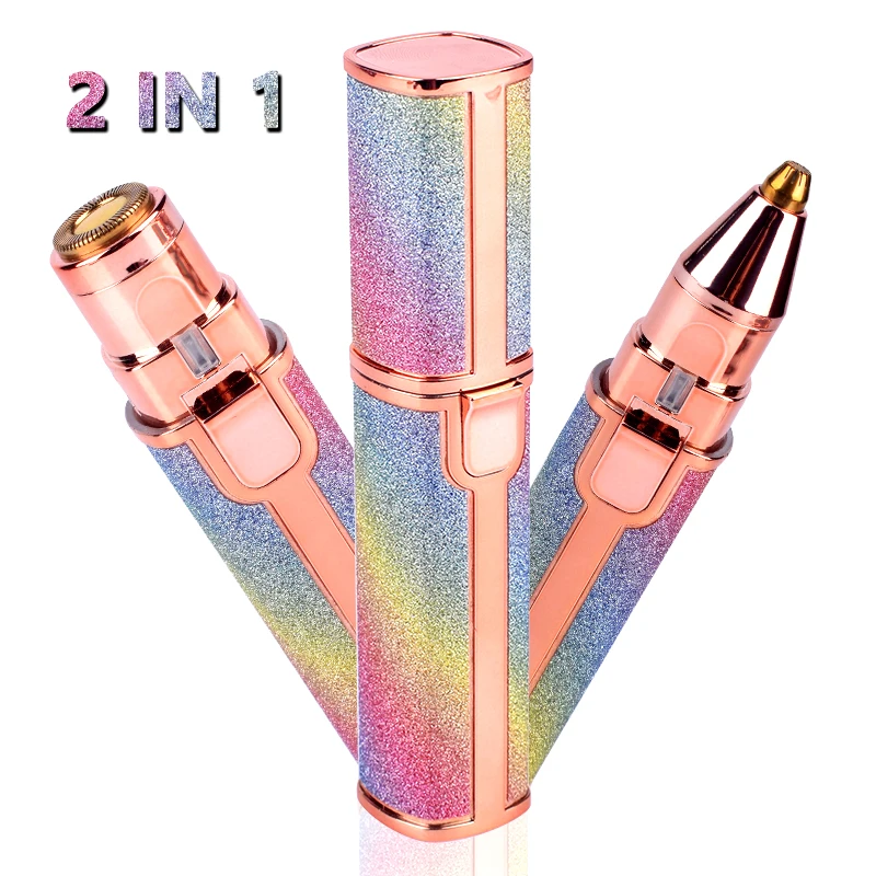 2 in 1 Electric Eyebrow Trimmer Makeup Painless Eye Brow Epilator Mini ...