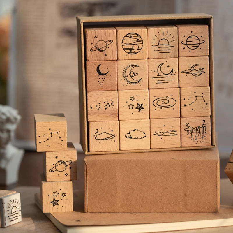 16 шт./лот, винтажные декорации с изображением планеты, Луны, облака ...