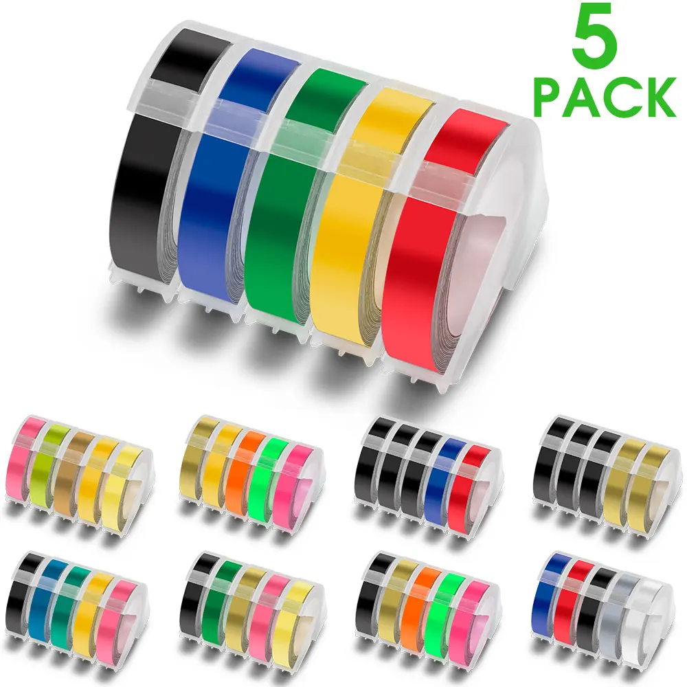 5PK-Multicolors-9mm-Embossing-Label-for-Dymo-3D-Label-Tape-for-Dymo ...