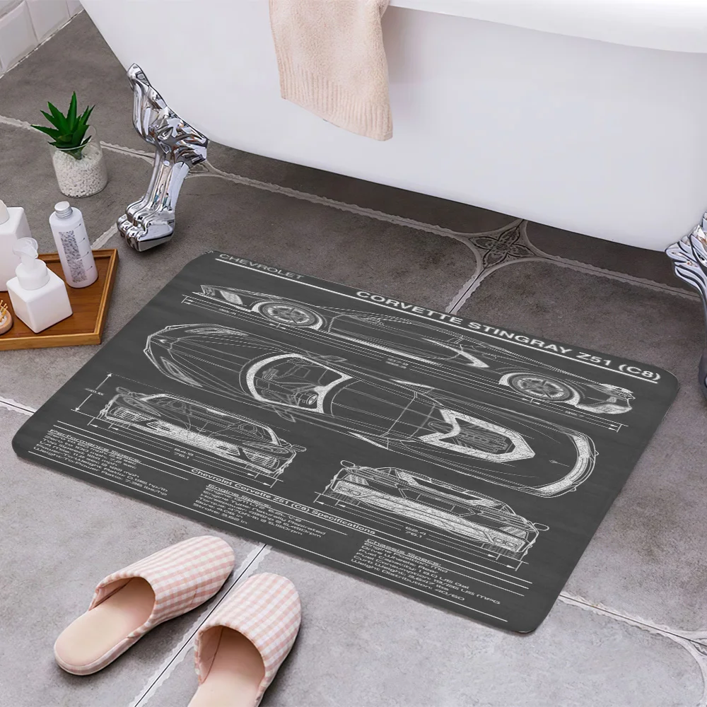 Corvette-Stingray-C8-Z51-Carpet-Areas-Rug-Non-slip-Floor-Mat-Rug-3D ...