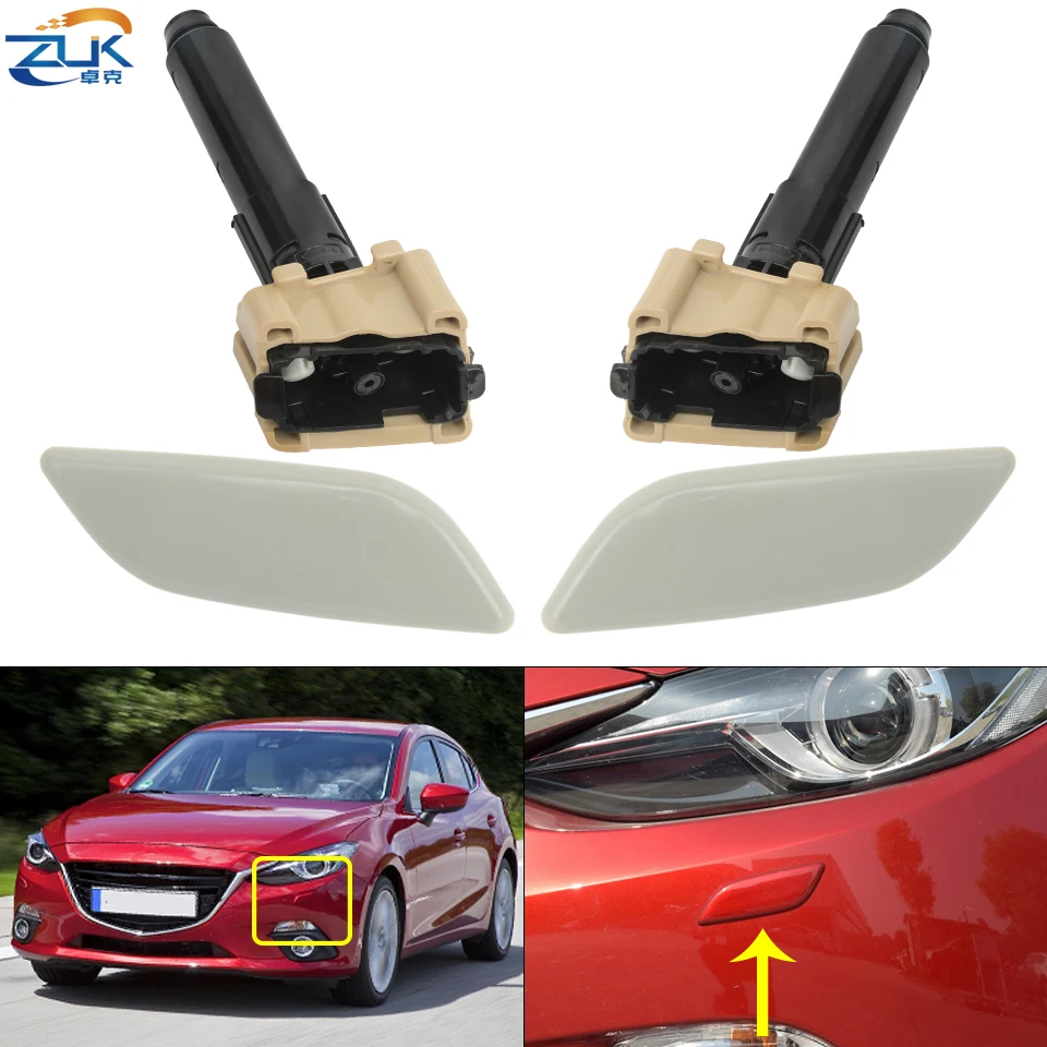 Zuk Headlight Headlamp Washer Nozzle And Cover For Mazda 3 M3 Axela ...