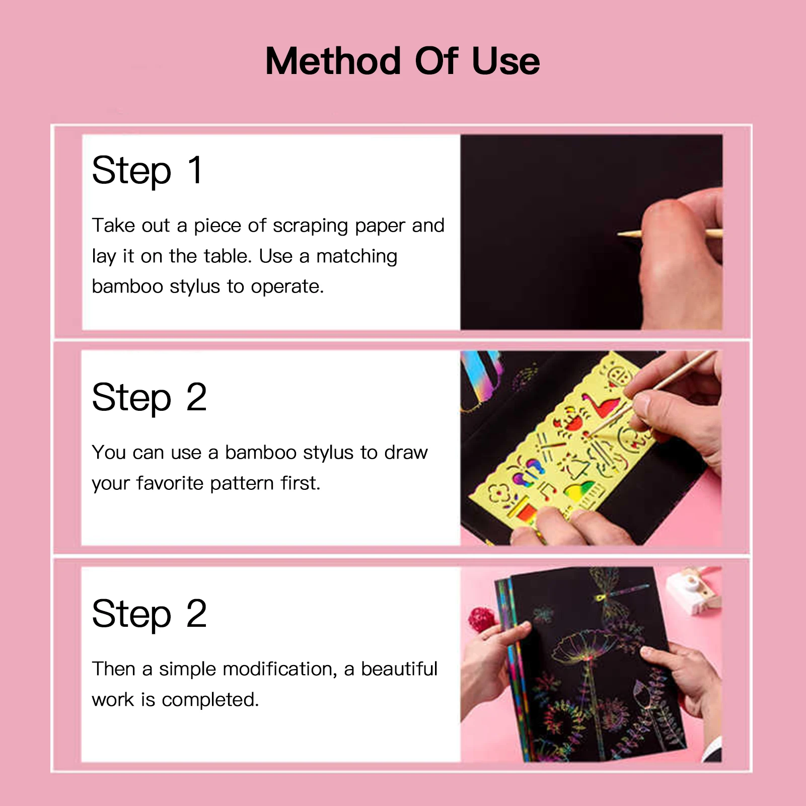 Gommette,Ensemble de papier à gratter magique arc-en-ciel pour enfants ...