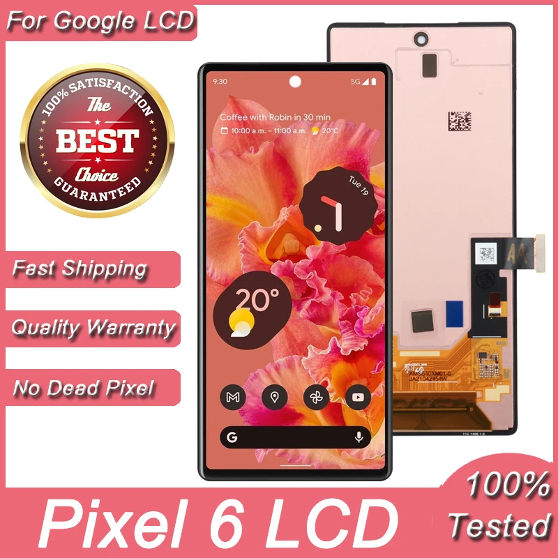 Google Pixel 6 GB7N6 교체 용 프레임이있는 Google Pixel 6 LCD 디스플레이 터치 스크린 디지타이저 ...