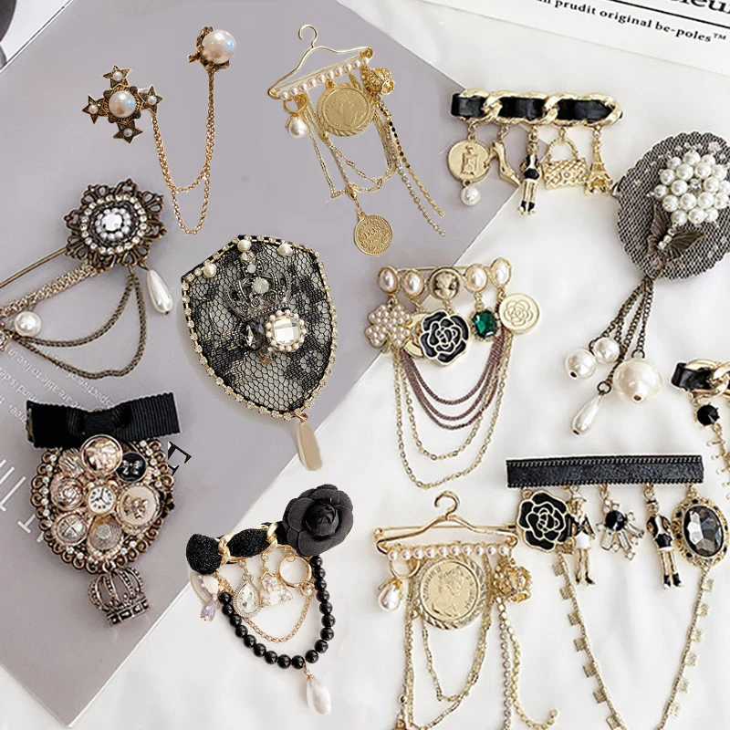 Luxury Brand Creative Design Camellia Fabric Brooch Fashion Pearl Coat ...