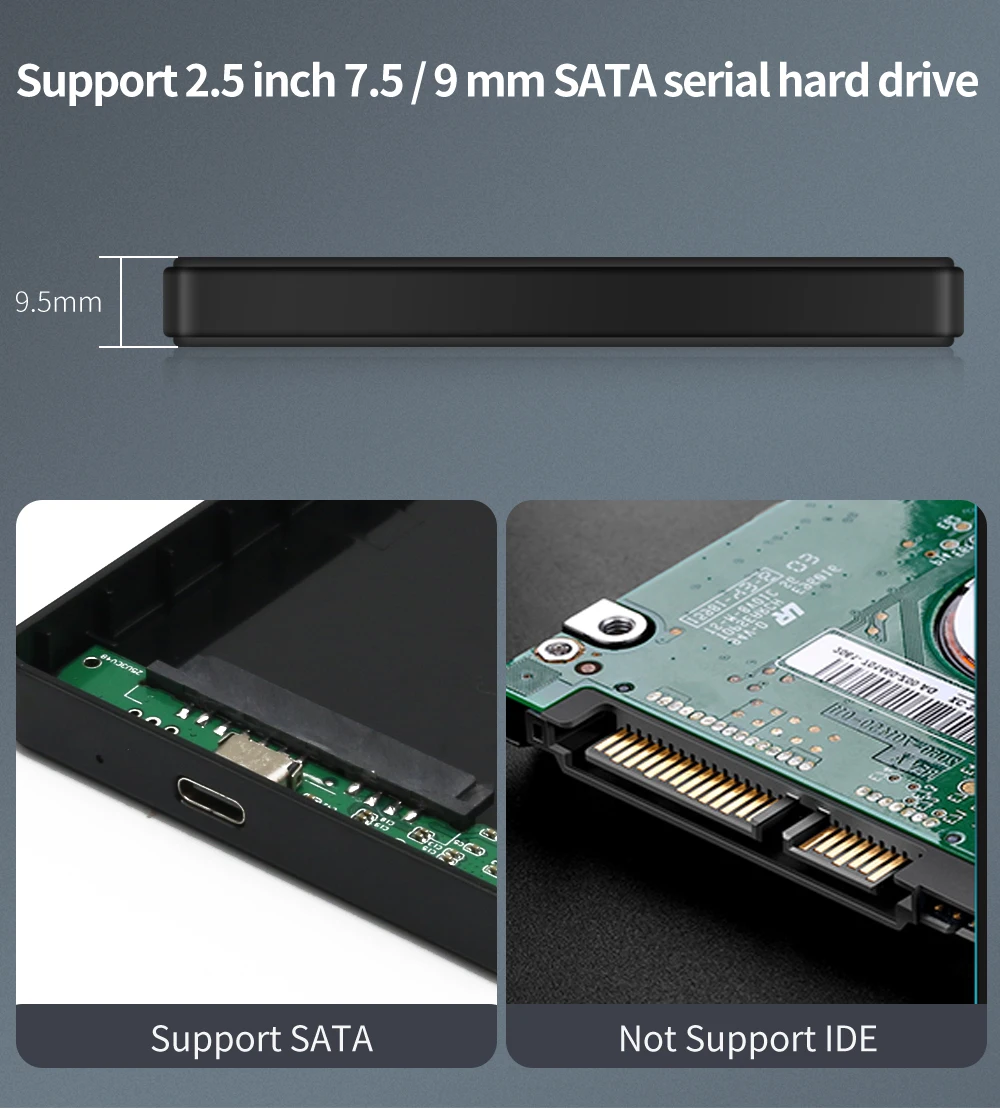 2.5 SATA à type C - TISHRIC Boîtier de disque dur externe SATA vers ...