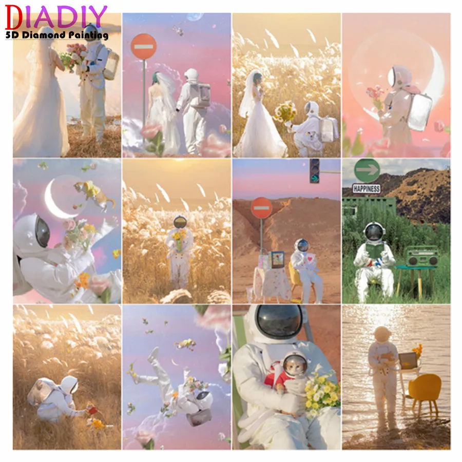 Astronaut Diy 5D Diamond Painting Romantic Spaceman Full Square & Round ...
