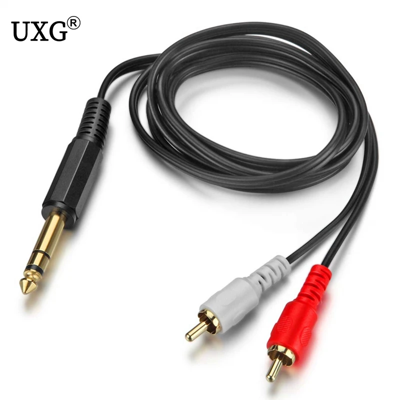 6-35mm-to-2-RCA-Jack-Cable-Male-to-Male-Stereo-Cable-Gold-Plated-AUX ...