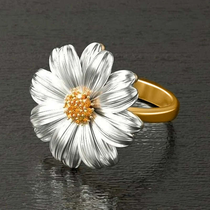 CAOSHI Exquisite Sunflower Ring for Women Elegant Female Personality ...