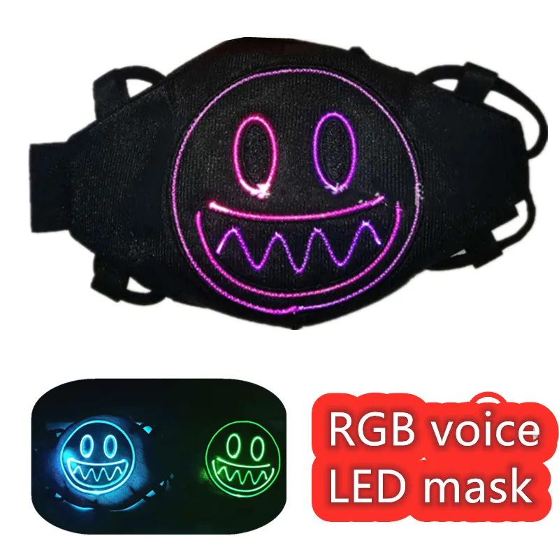 RGB Flashing LED luminous mask men and women carnival mask music party ...