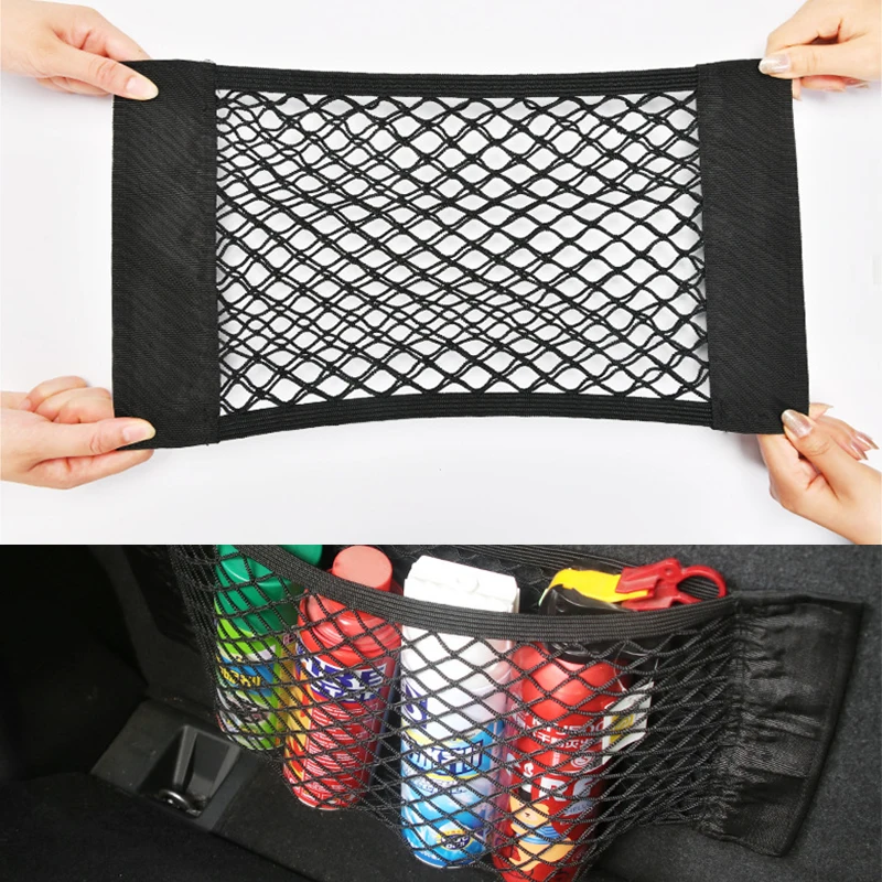 Car Back Rear Mesh Trunk Seat Elastic String Net Magic Sticker ...