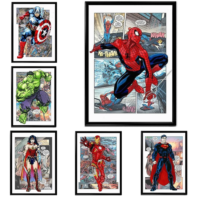 Craft Supplies & Tools Collage Marvel Avenger Printed On Canvas Comic ...