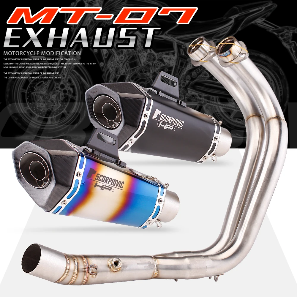 Complete-motorcycle-exhaust-system-mt07-fz07-for-yamaha-tester-MT-07 ...