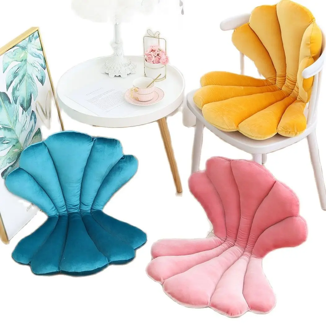 Glowing Velvet Sea Shell Chair Cushion Stuffed Luxurious Sea Princess ...