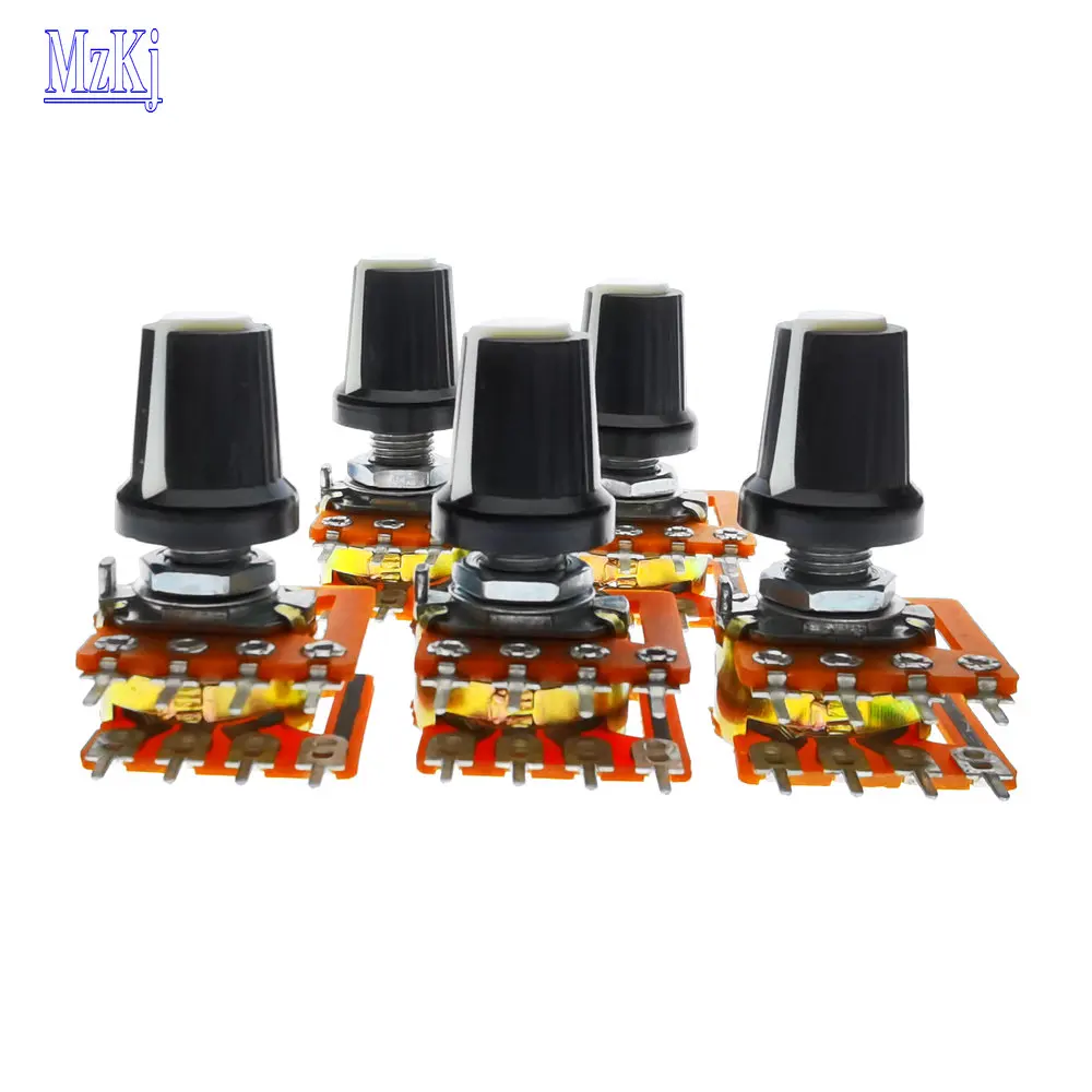 뜨거운 새로운 WH148 20MM 50KBX2 100KBX2 16 유형 사운드 볼륨 전위차계 더블 8 피트 센터 탭 B50K ...