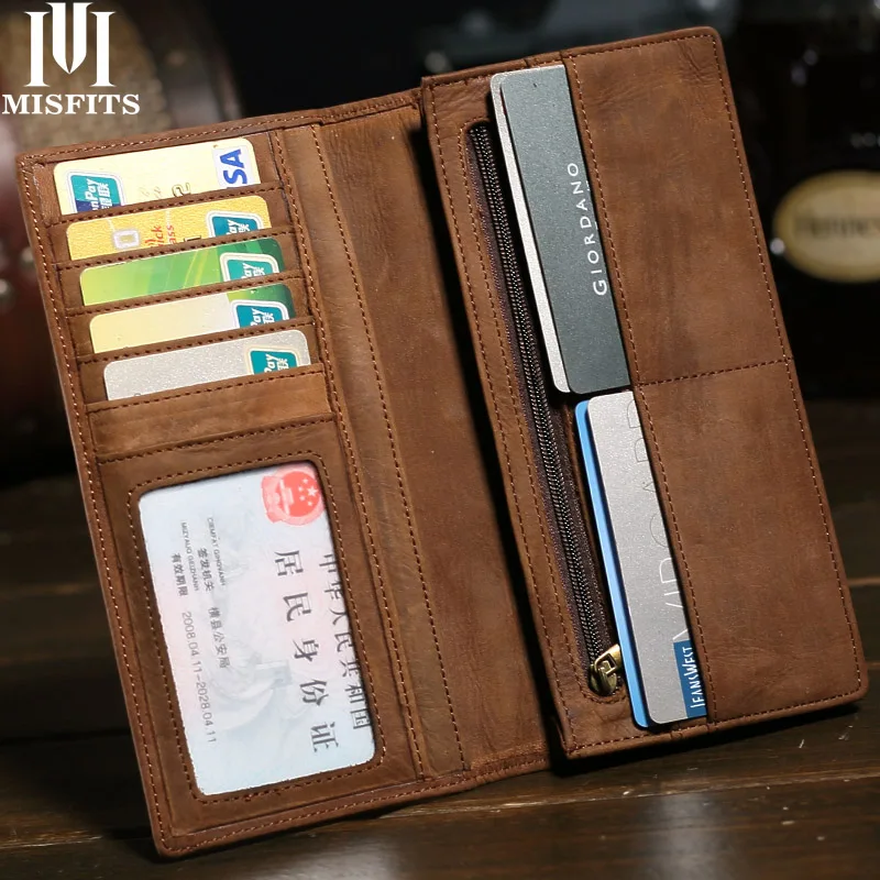 MISFITS cartera crazy horse de cuero genuino para hombre, billetera ...