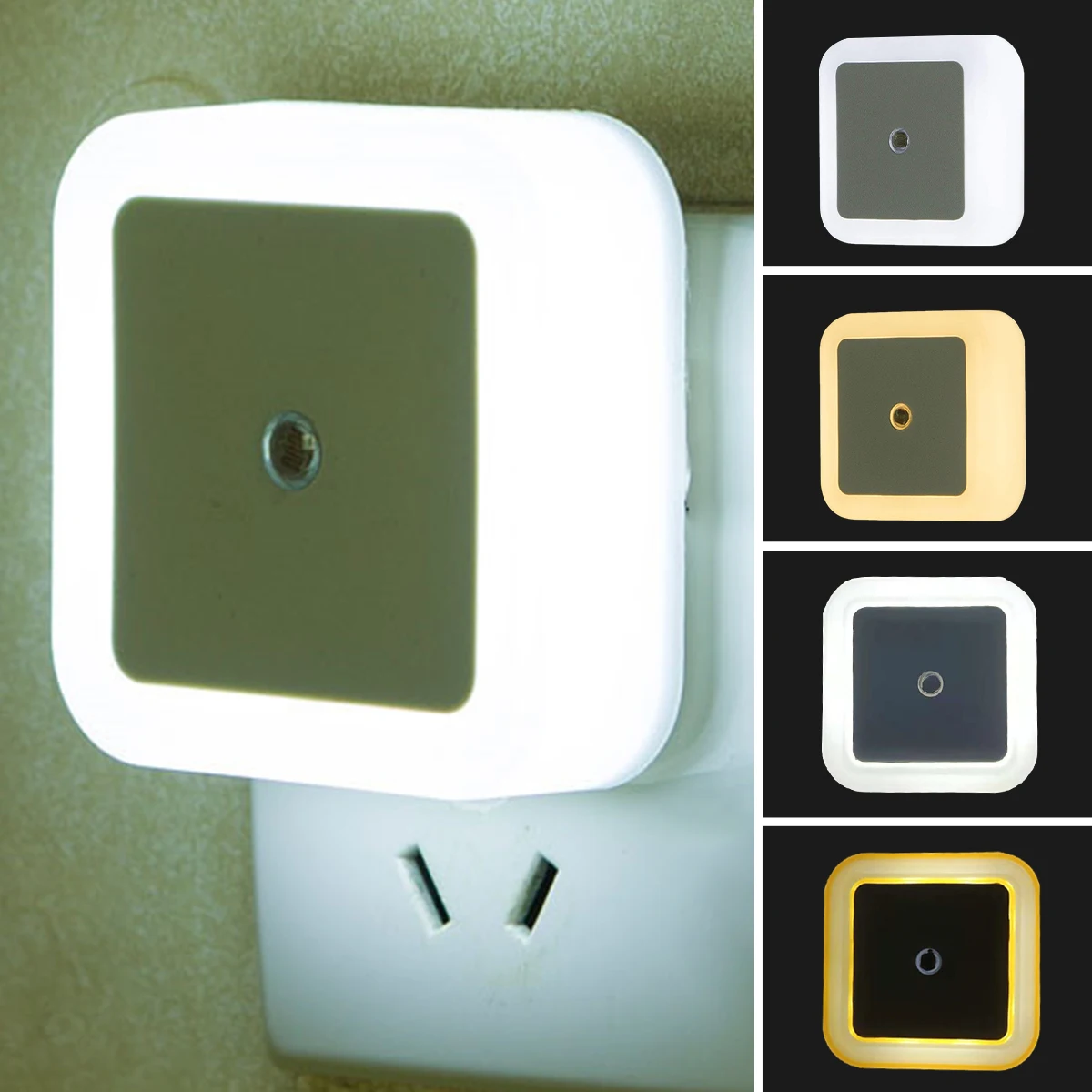PATIMATE-EU-US-Plug-LED-Night-Lights-Mini-Square-Light-Sensor-Control ...