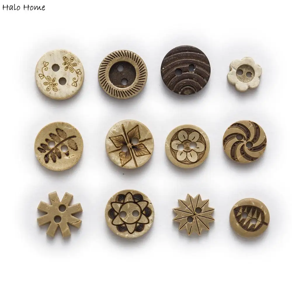 30pcs Multiple Options Round Coconut Buttons Sewing Scrapbooking ...