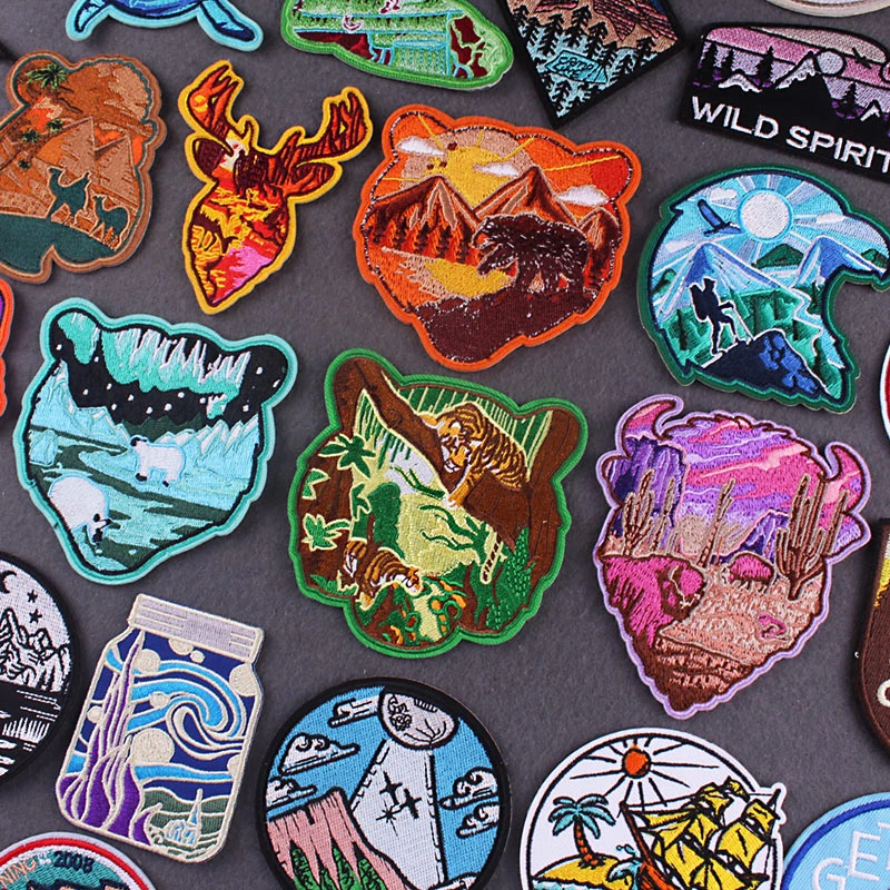 Wilderness Patch Mountain Embroidery Patches For Clothing Adventure ...