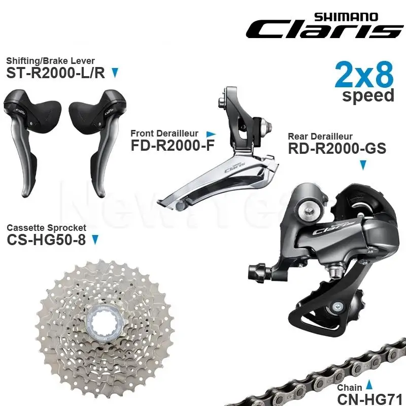 SHIMANO CLARIS R2000 2x8 Speed Groupset include R2000 Shifter Front ...