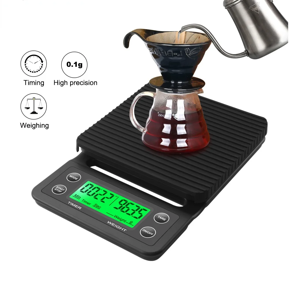 3kg/0.1g 5kg/0.1g Coffee Scale With Timer Portable Electronic Digital ...