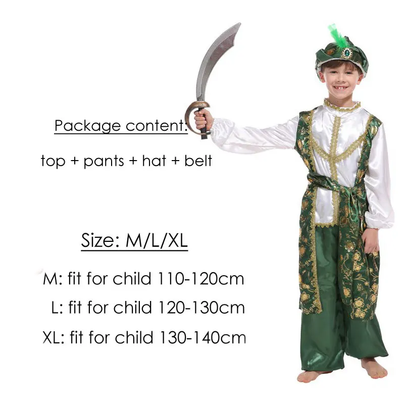 Umorden Child Arab Arabian Sheik Prince King Costume for Kids Arabian ...