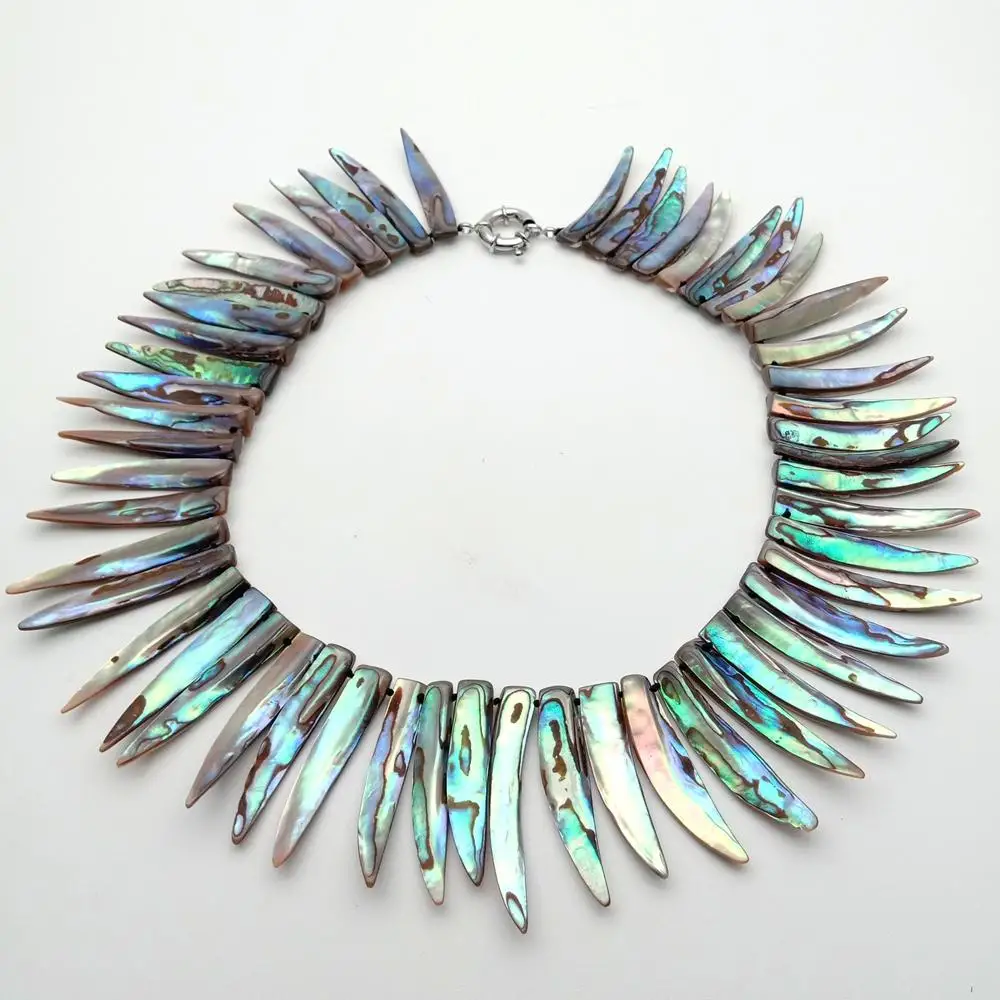 Yygem Natural Sea Shell Jewelry Rainbow Color Abalone Shell Necklace 18 ...