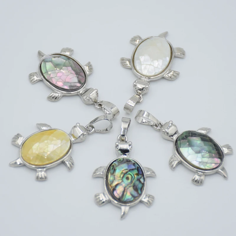 Natural Abalone shell Turtle Pendant for Girl Boy White Yellow Black ...