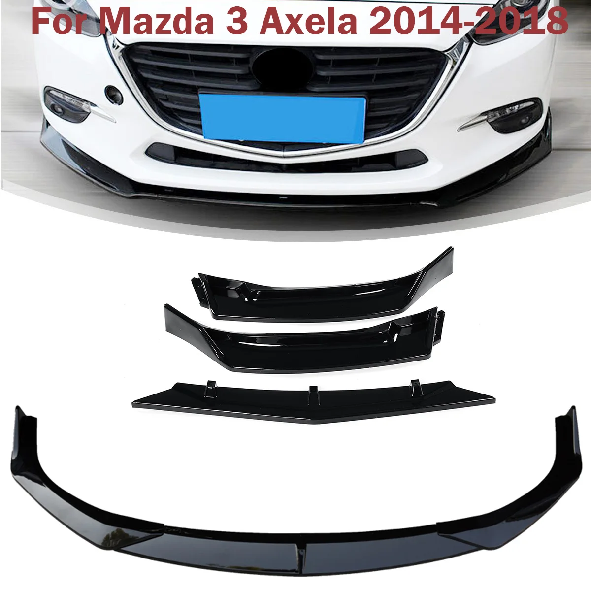 3Pcs Car Front Bumper Splitter Lip Diffuser Body Kit Spoiler Diffuser ...