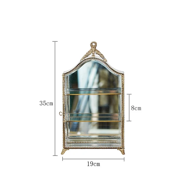 Retro Mirror Surface Jewelry Storage Shelves Palace Classical Relief ...