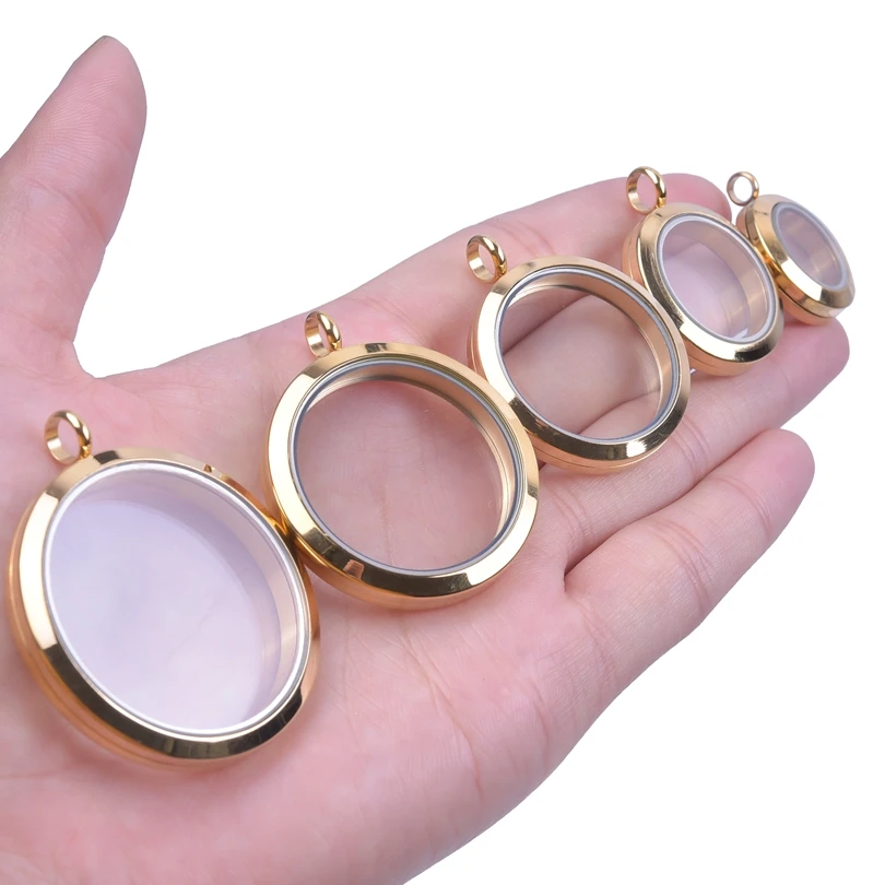 1Pc-Stainless-Steel-20-40mm-Glass-Memory-Coin-Holder-Locket-Pendant ...
