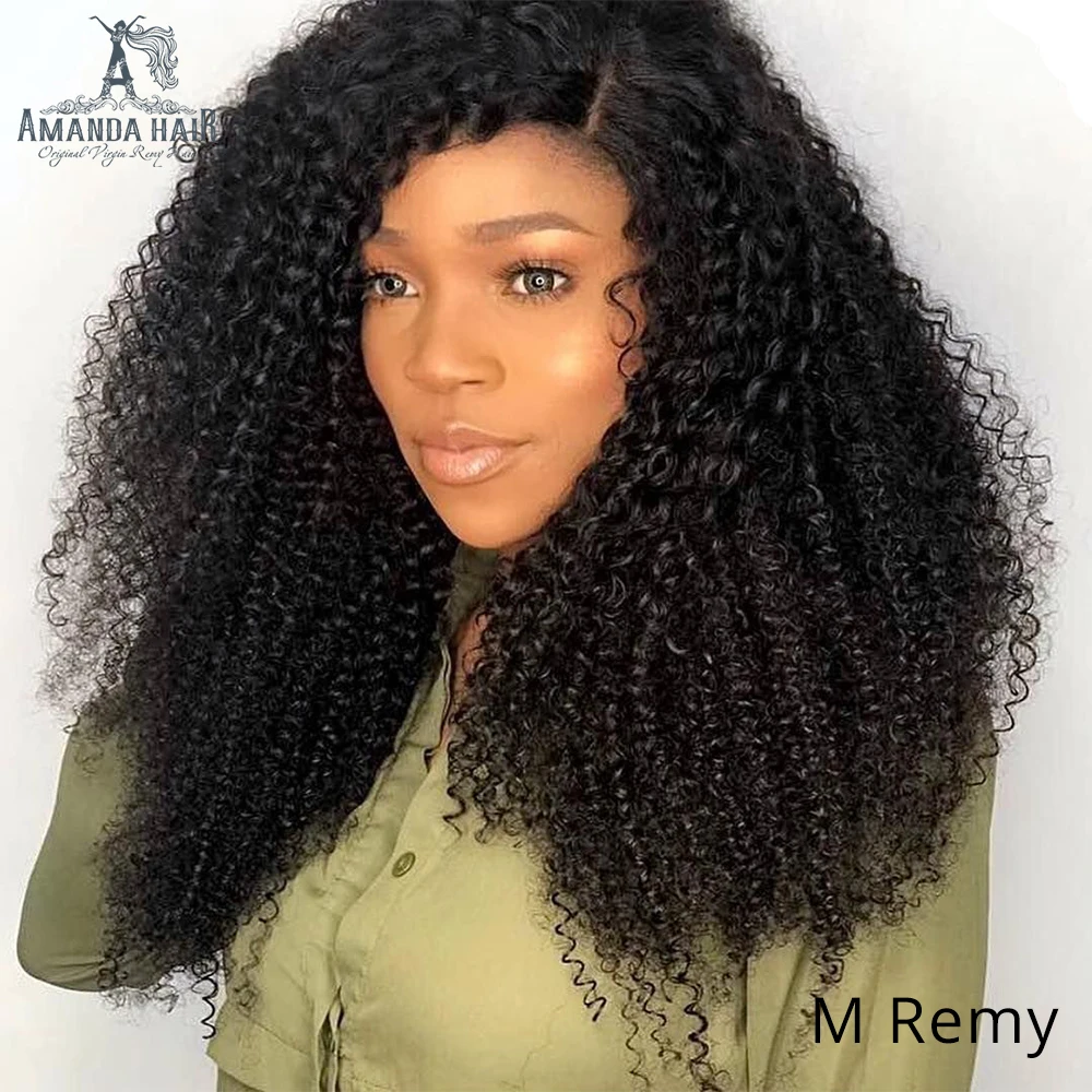 Amanda Brazilian Curly Human Hair Wigs Lace Front 13x4 Free Part 150% ...
