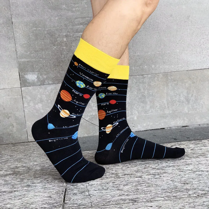 Men-s-fashion-high-quality-combed-cotton-socks-funny-astronaut-planet ...