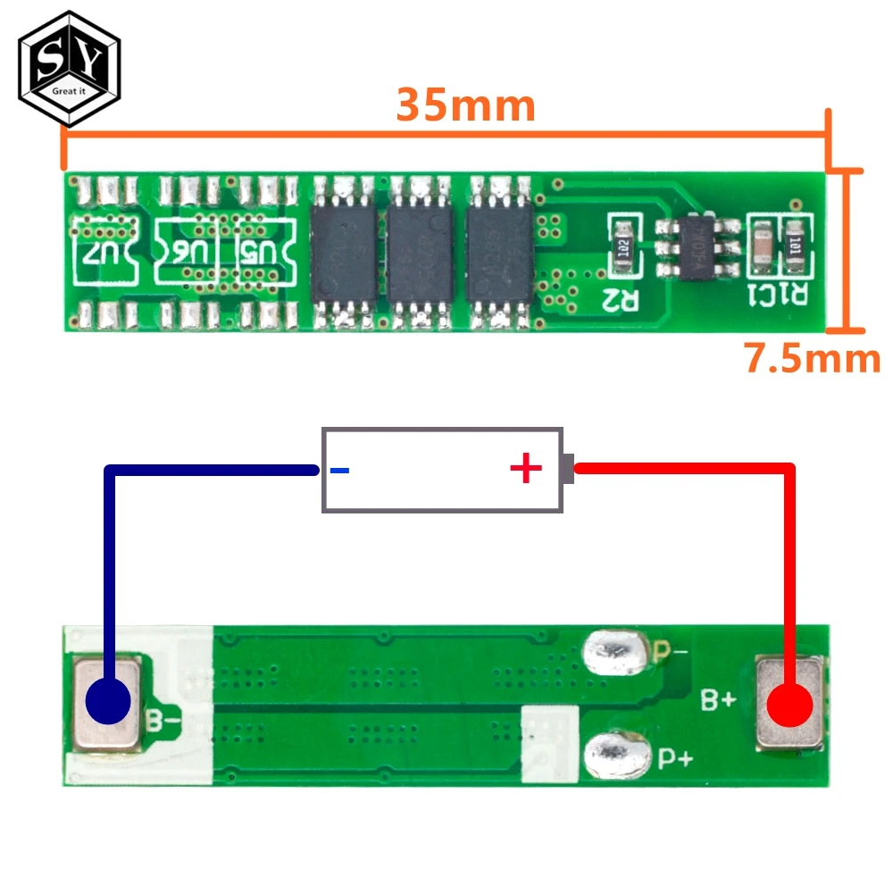1PCS 1S 5A 3.7V li ion 3BMS PCM battery protection board pcm for 18650 ...