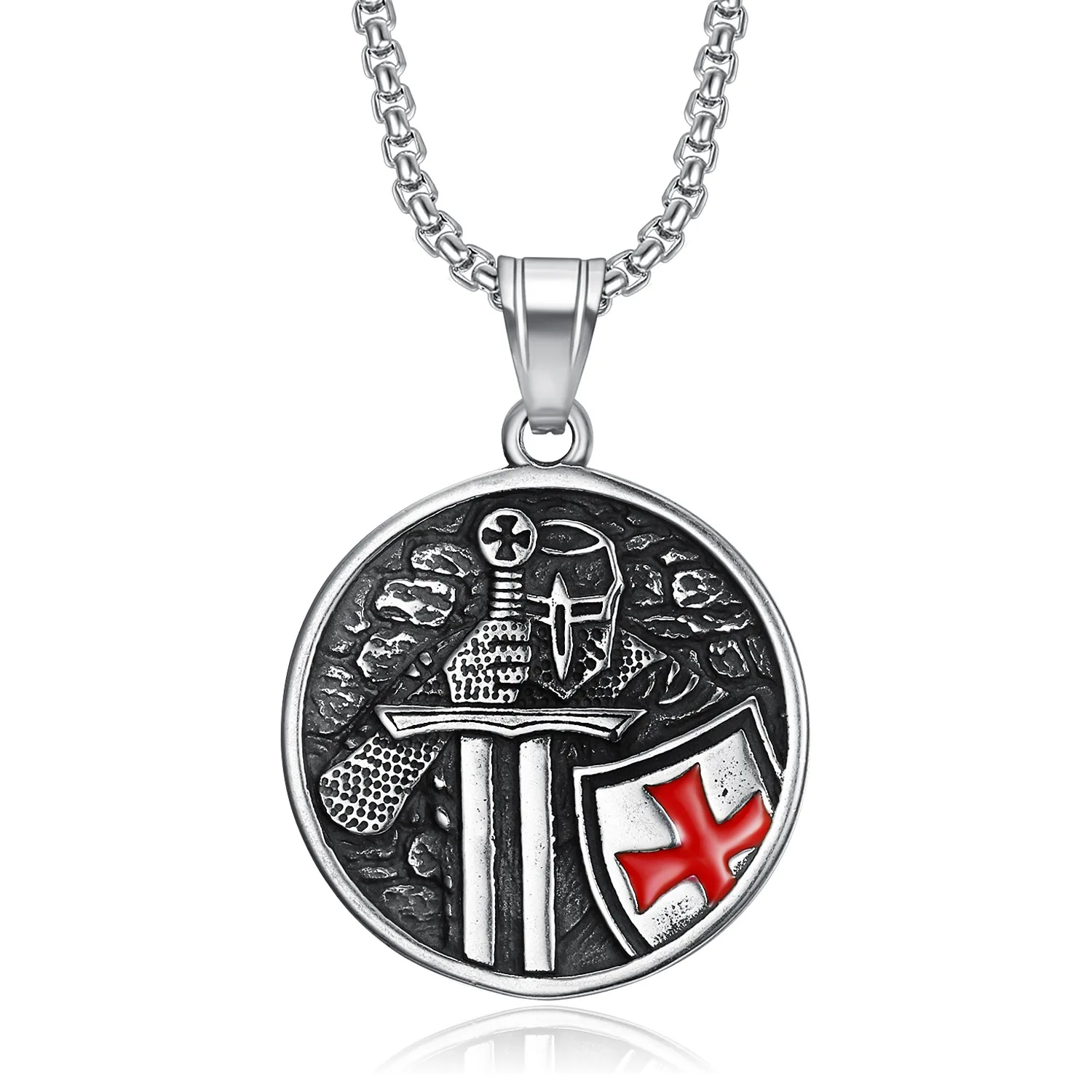 Vintage-Christian-Knights-Templar-Cross-Pendant-Necklace-316L-Stainless ...