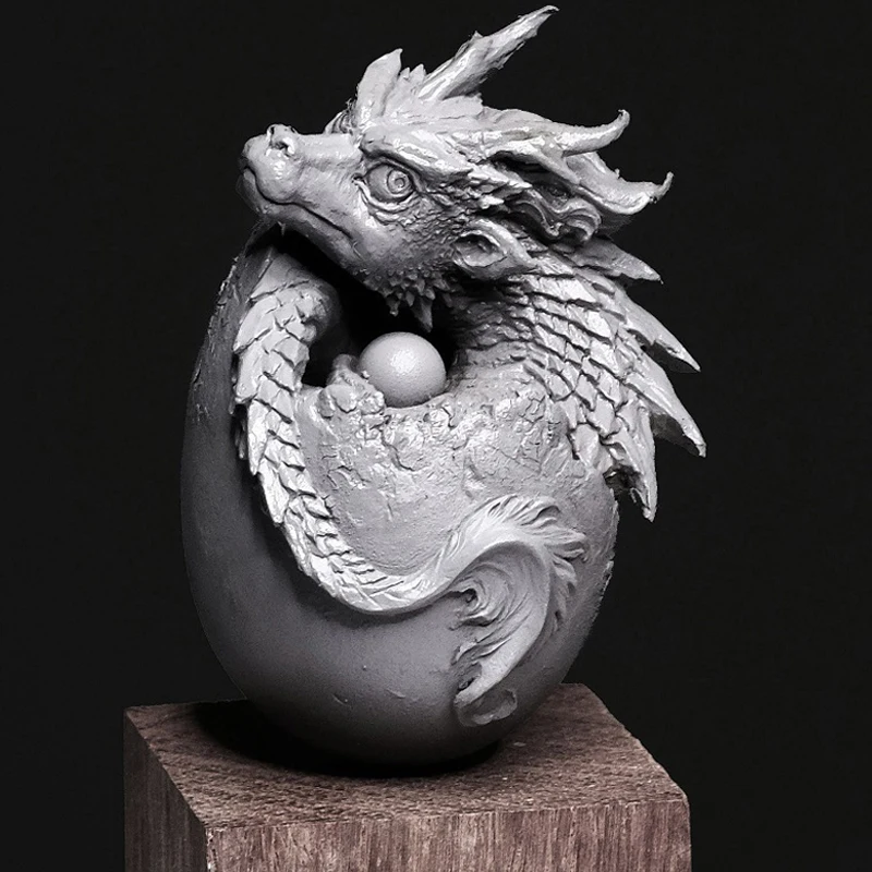 Wong Work Unpainted Resin Dragon Egg Chinese Dragon Baby Unassembled ...
