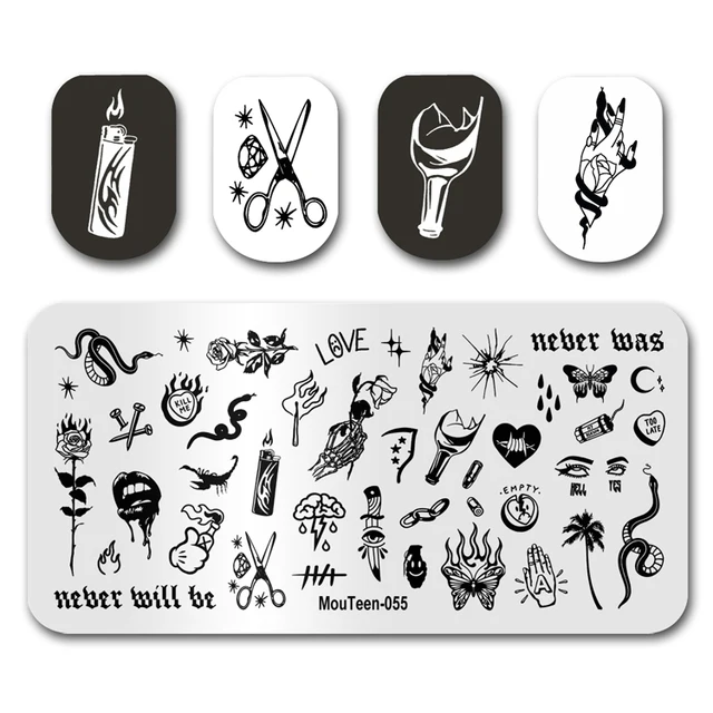 Hot Nail Art Stamping Mouteen014 Goth Letter Gothic Style Words Nail ...