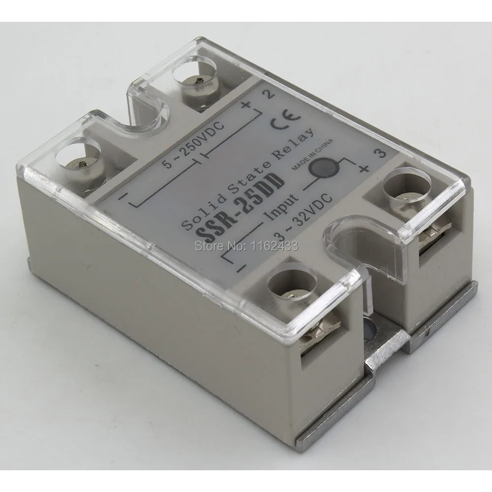 Ssr-25dd Single Phase Dc To Dc 25a 250vdc Solid State Relay 25dd Ssr ...