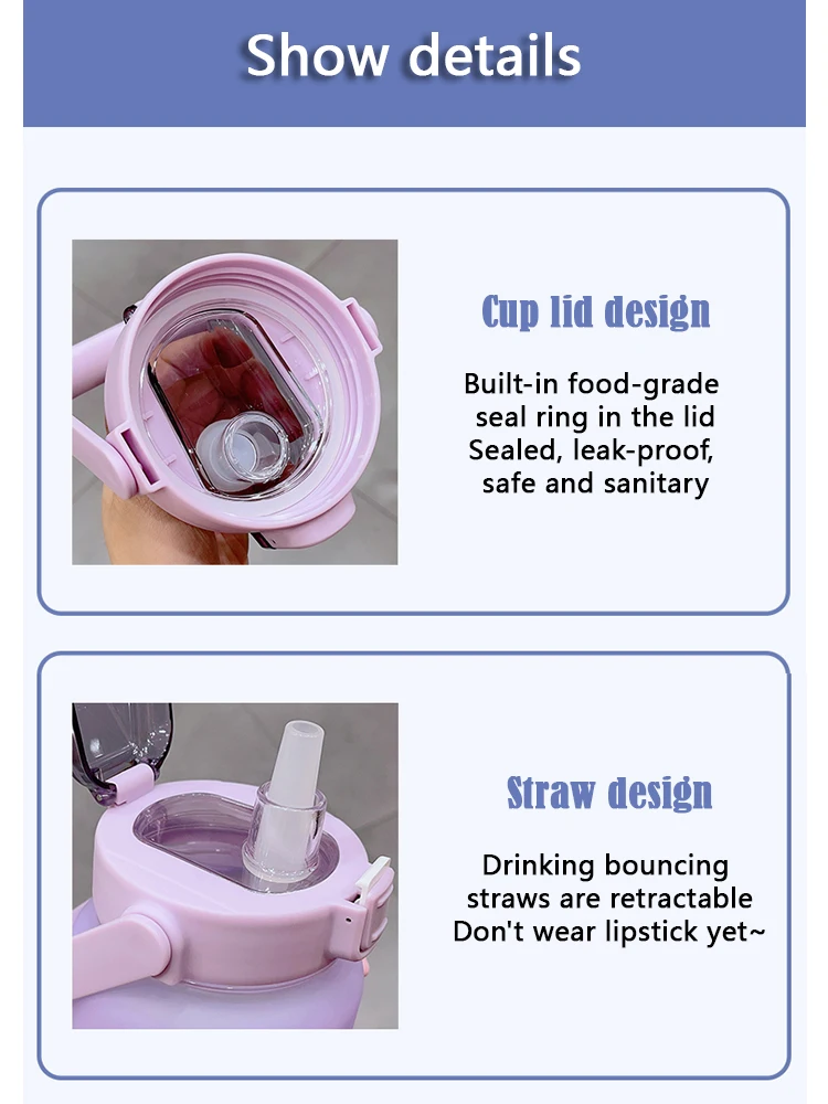 2 Liter Large Capacity Water Bottle Sticker DIY Outdoor Fitness Jugs ...