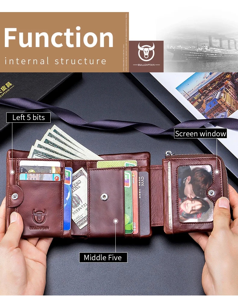 Кожаный мужской бумажник из натуральной кожи, мужской кошелек из ...