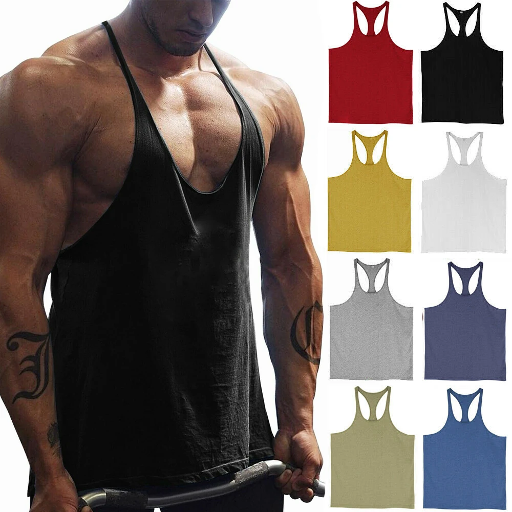 Men's Gym Workout Bodybuilding Tank Tops Y Back Fitness Lightweight ...