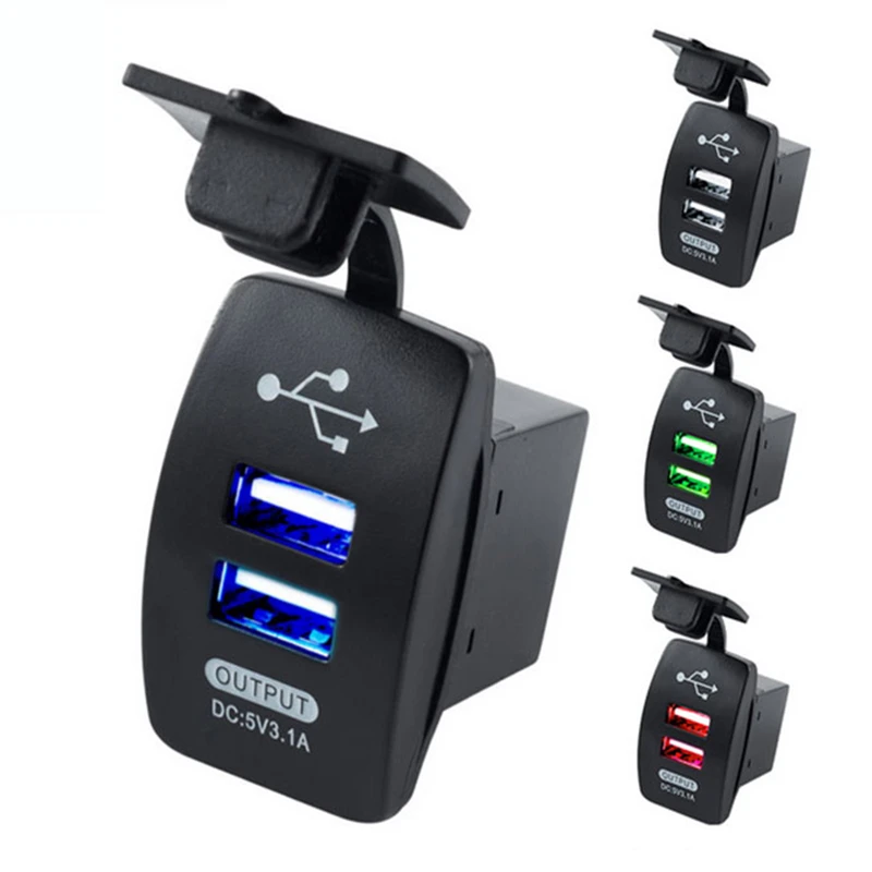 5V 3.1A Universal Car Charger Waterproof Dual USB Ports Auto Adapter ...