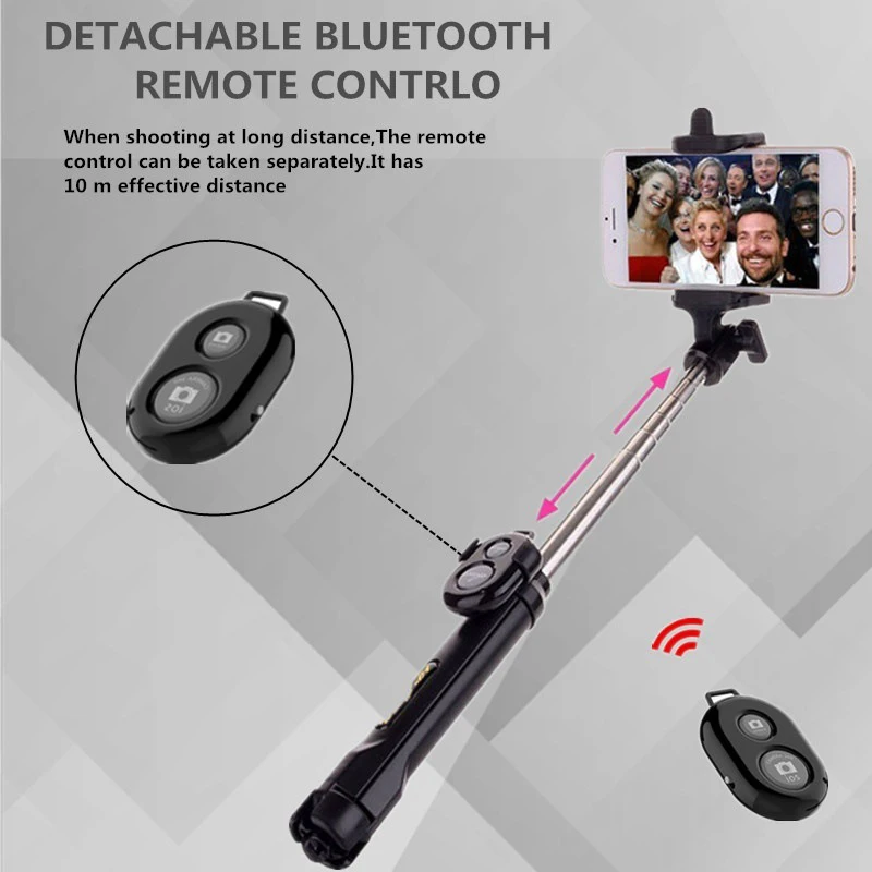 3 In 1 Wireless Bluetooth Selfie Stick Mini Extendable Selfie Tripod